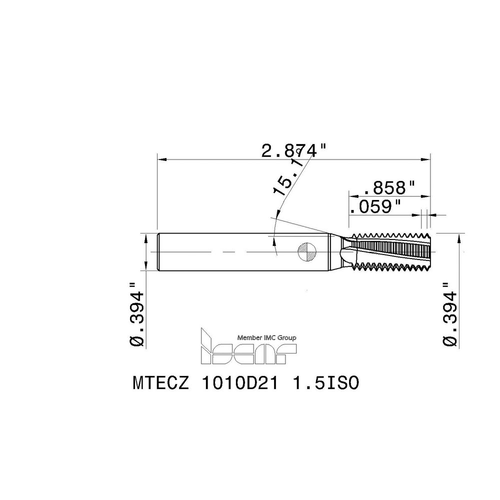 Iscar - Helical Flute Thread Mill: M14, Internal, 4 Flute, 10.00 mm ...