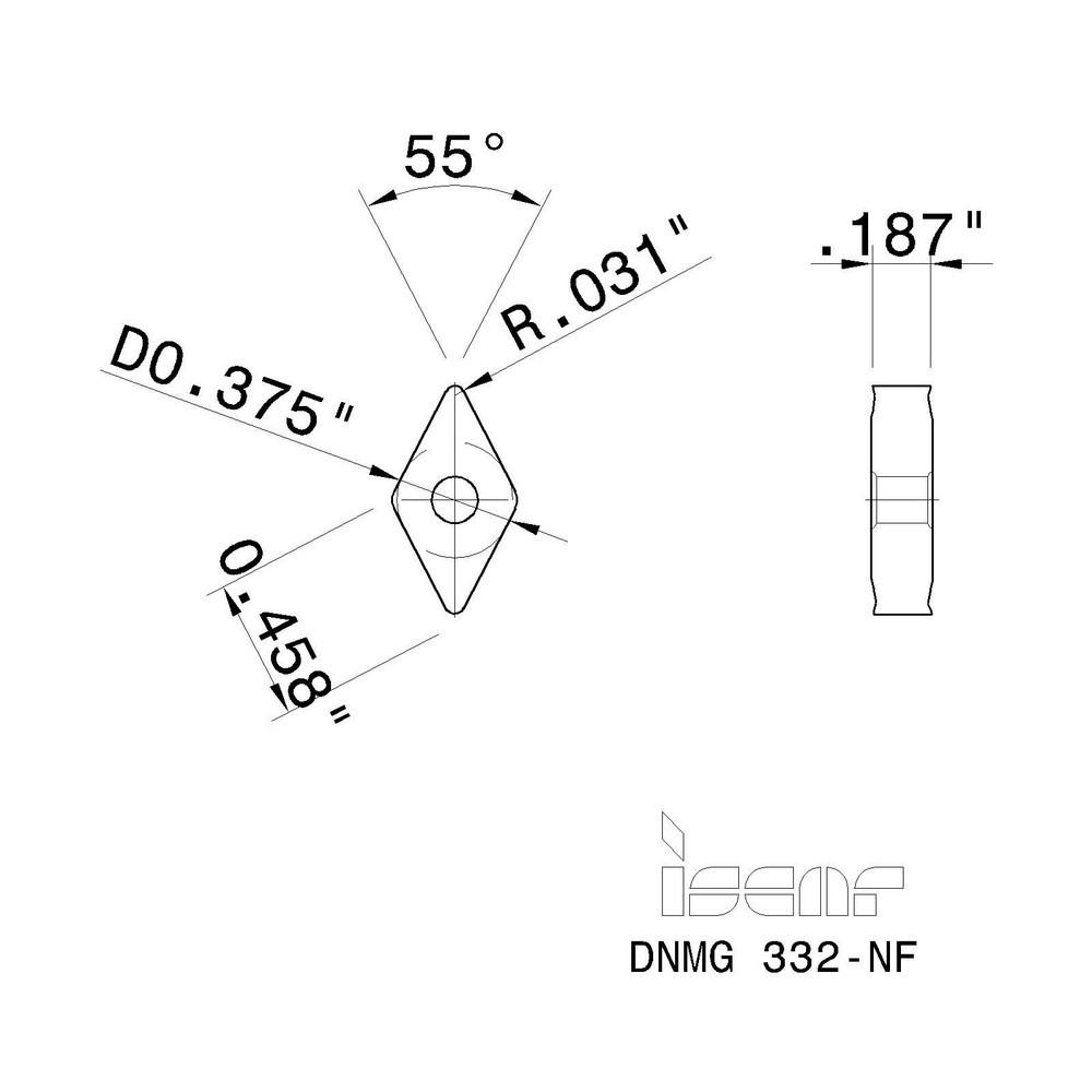 Iscar - Turning Insert: DNMG332NF IC9350, Carbide | MSC Direct