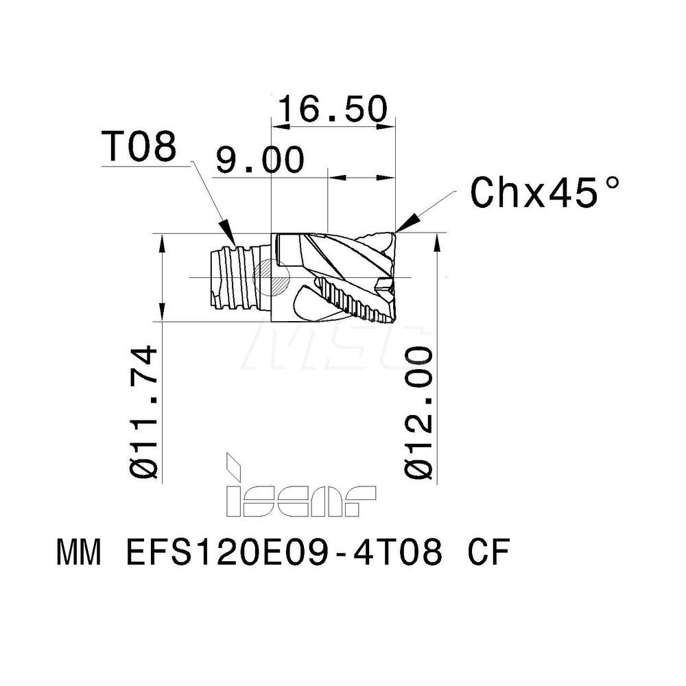 Iscar - Roughing Milling Tip Insert: MMEFS120E094T08CF IC908, Carbide ...