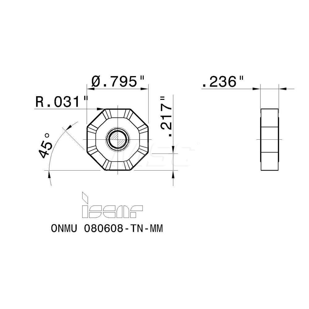Iscar - Milling Insert: ANSI ONMU 080608-TN-MM IC328, ISO ONMU 080608 ...