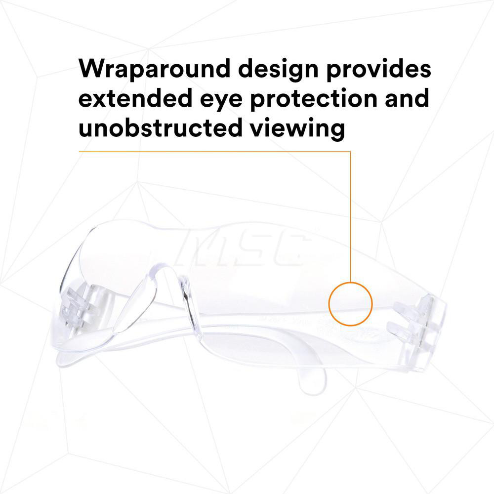 3M - Safety Glasses: Uncoated, Polycarbonate, Clear Lenses, Frameless ...