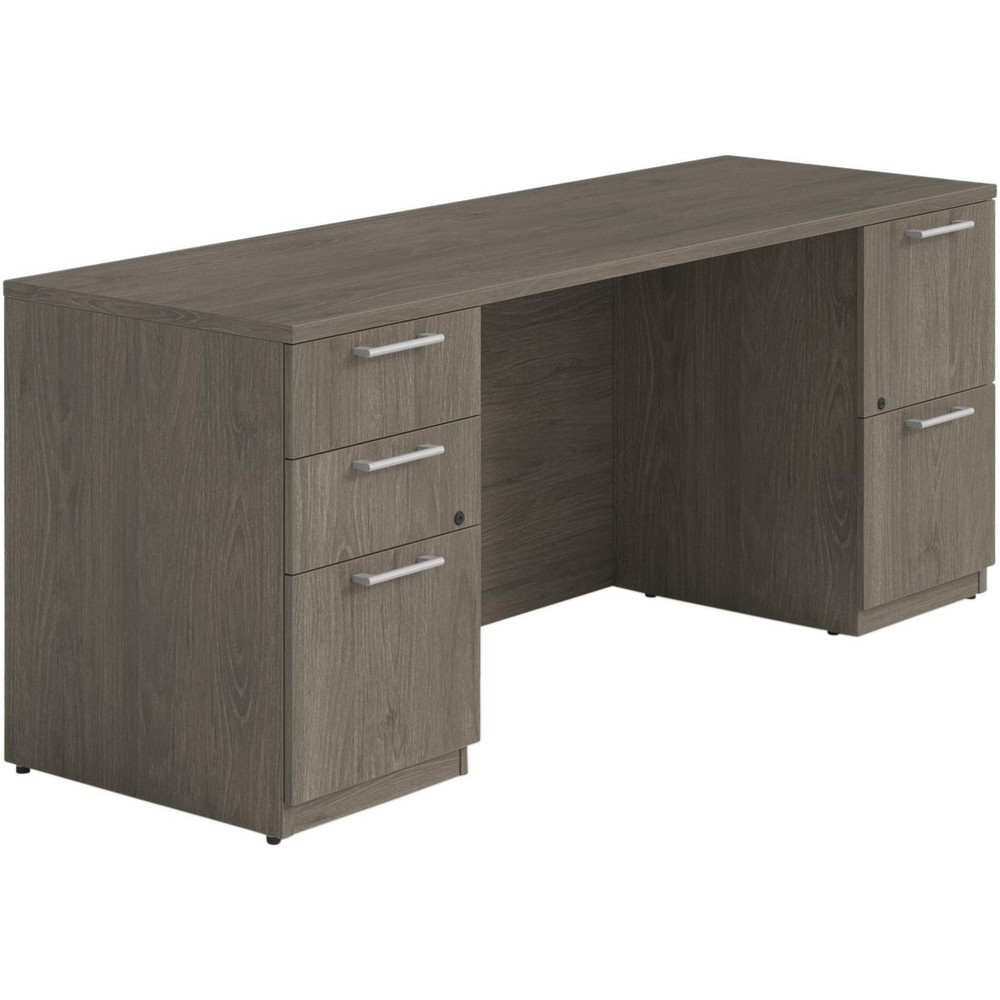 ALERA - Office Desks: Double Pedestal, Double Pedestal, Walnut | MSC Direct