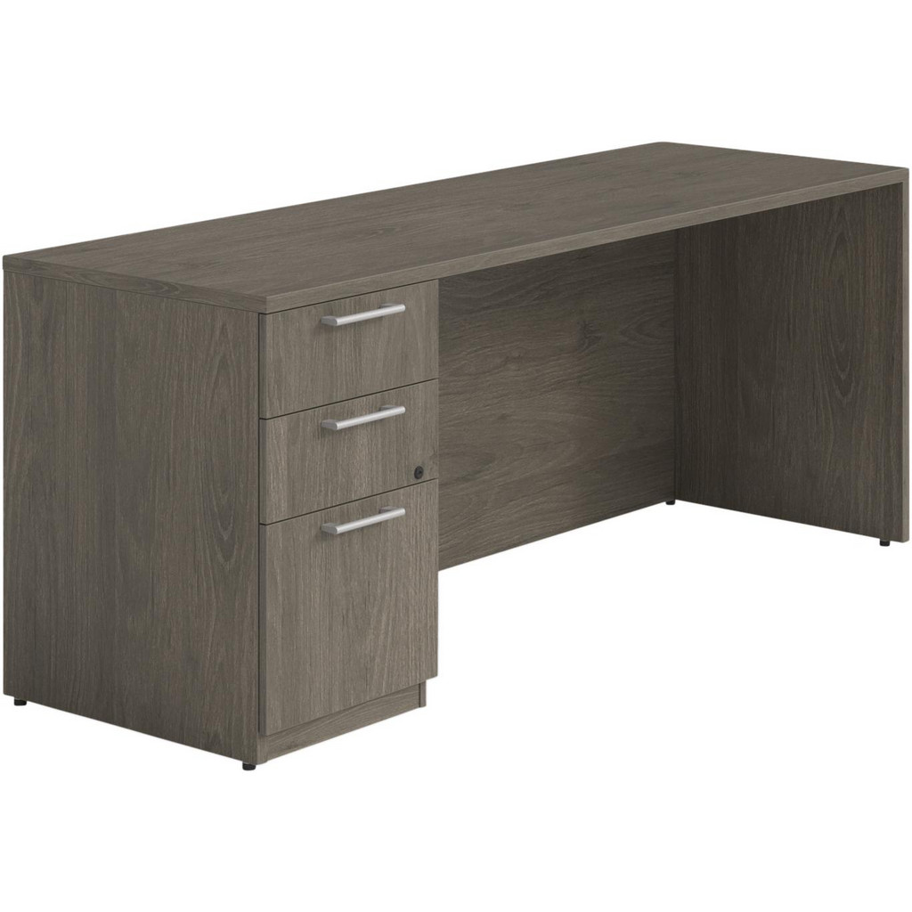 ALERA - Office Desks: Left Pedestal, Single Pedestal, Walnut | MSC Direct