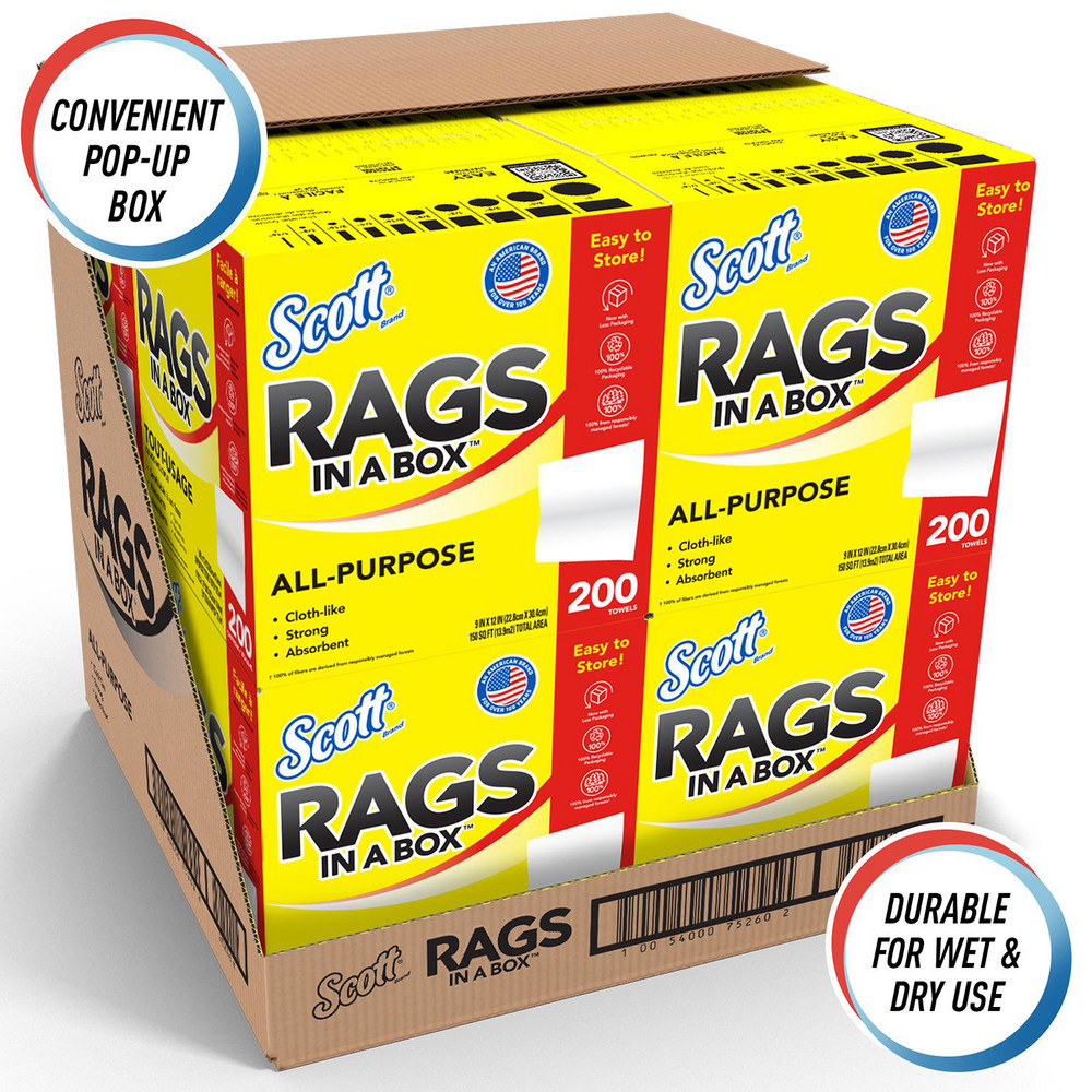 Scott - Rags In A Box, All-Purpose Towels, 9"x12" sheets, Pop-Up Box ...