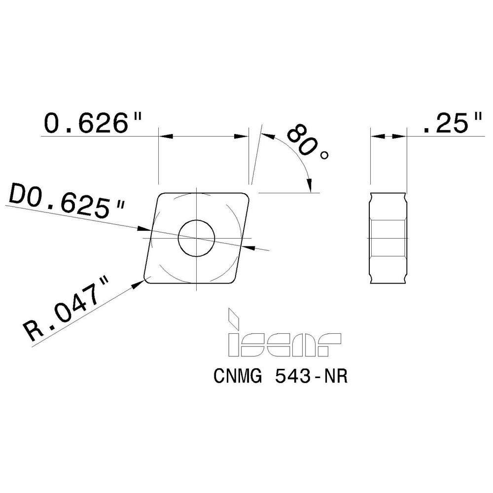 Iscar - Turning Insert: CNMG543NR IC9350, Carbide | MSC Direct