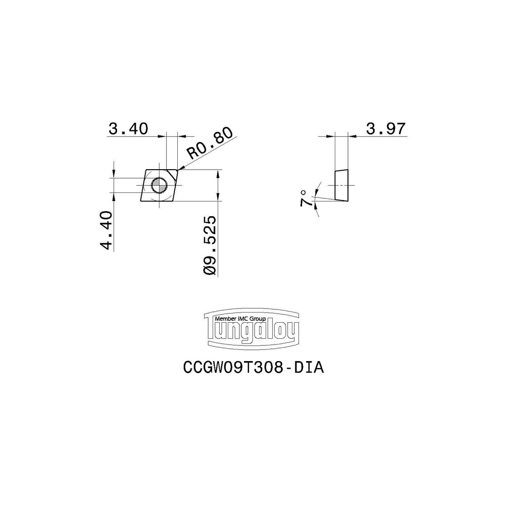 Tungaloy - Turning Insert: CCGW09T308-DIA DX140, PCD | MSC Direct