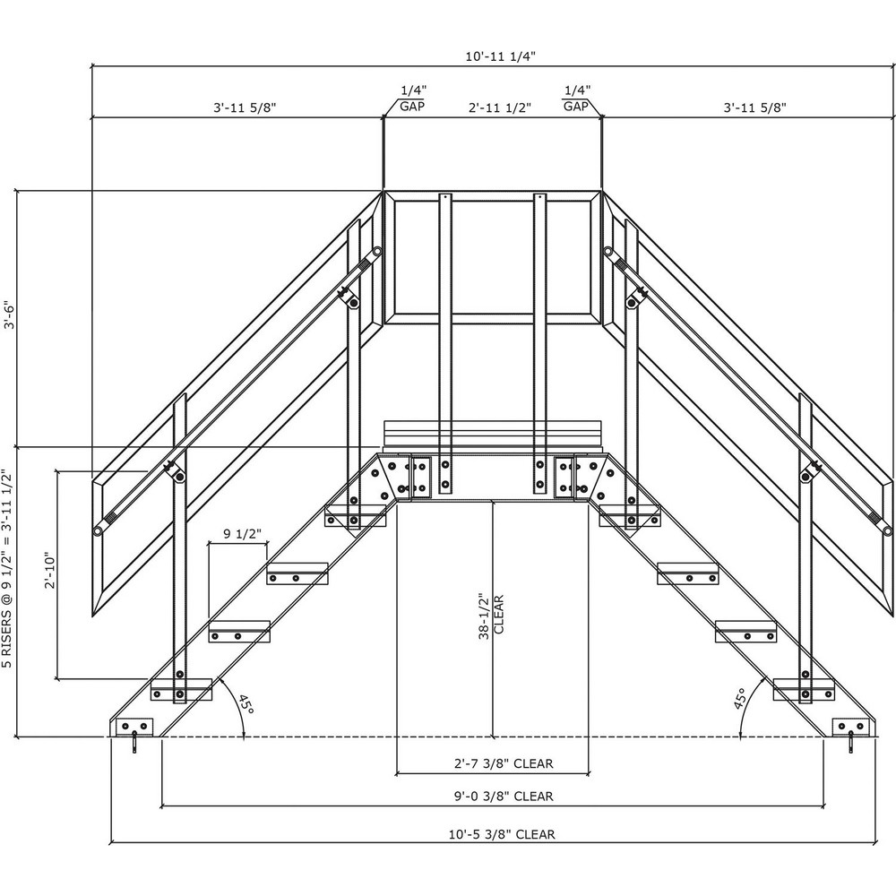 Fibergrate - 5-Step Fiberglass Reinforced Plastic Crossover Bridge: 500 ...