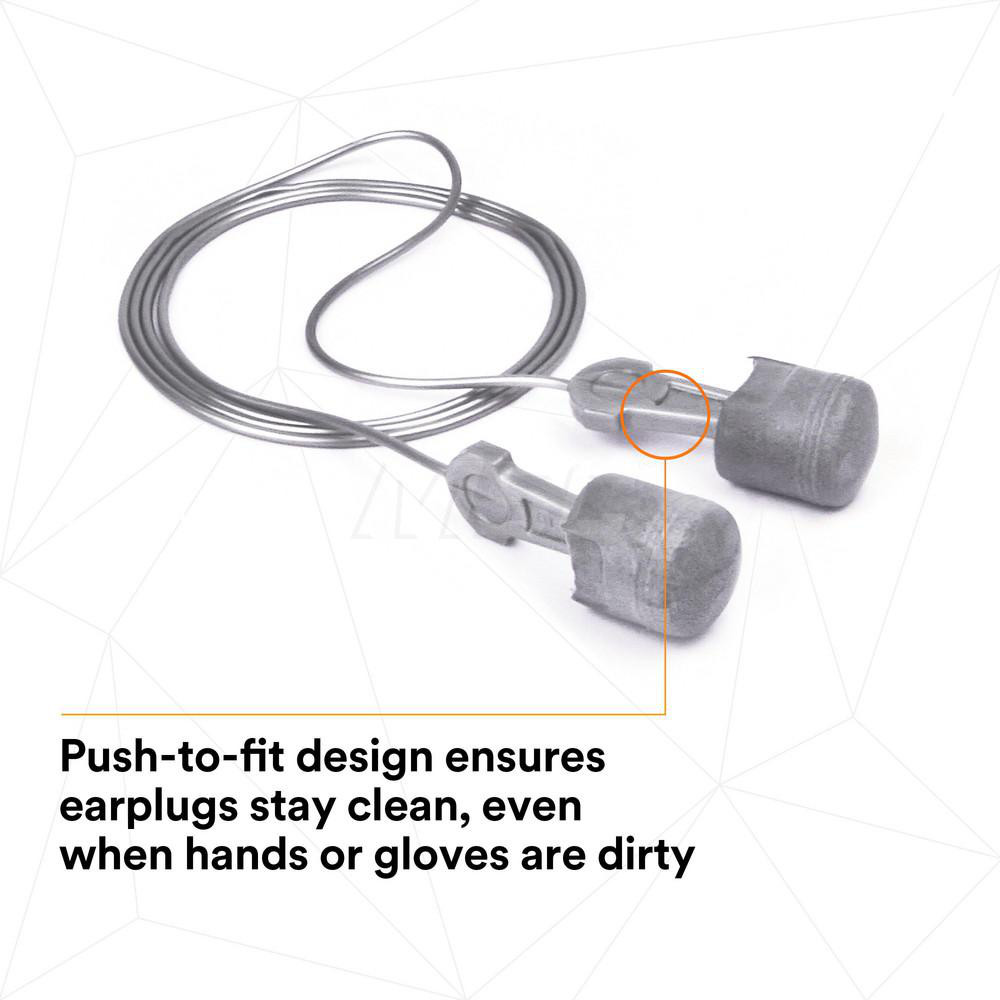 3M - Earplugs: 29 dB, Foam, Cylinder, Push-In, Corded, n-Metal ...