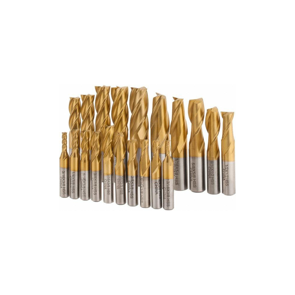 Value Collection - 20PC 3/16-3/4" W/CASE 2&4FL HSS TIN SEM | MSC Direct