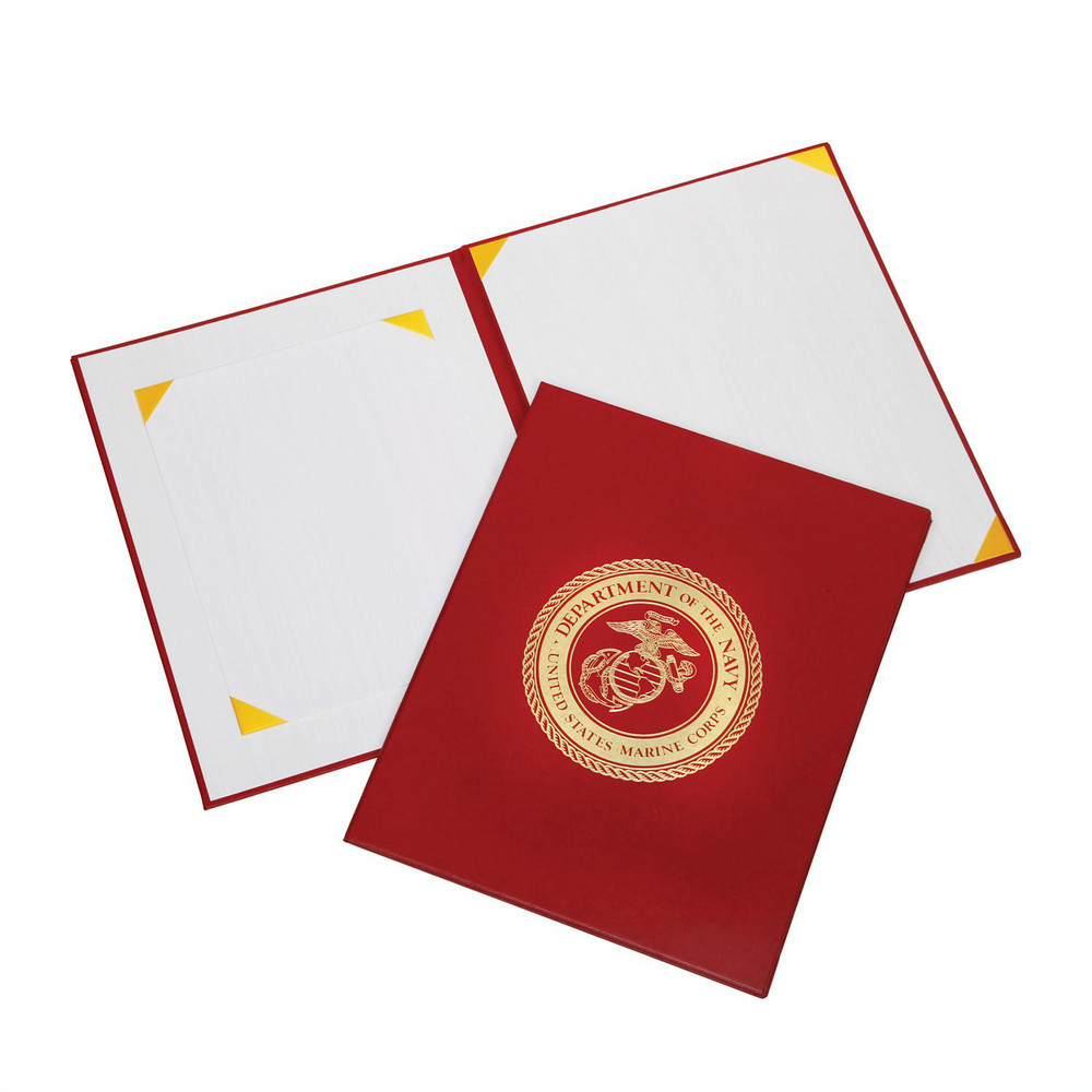 AbilityOne - 11.5X14.5 RED SATIN USMC AWARD CERT BINDER | MSC Direct