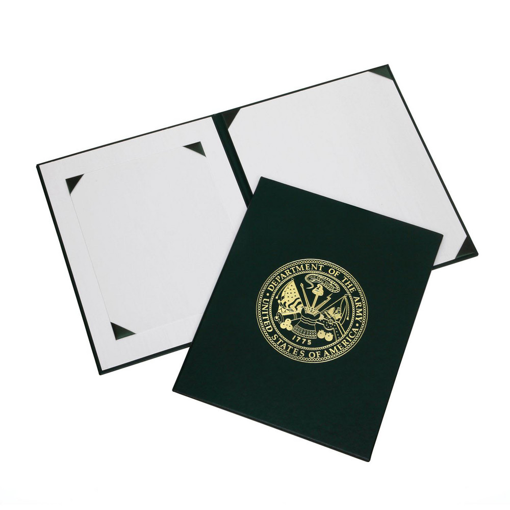 AbilityOne - 11.5X14.5 GRN SATIN ARMY AWARD CERT BINDER | MSC Direct