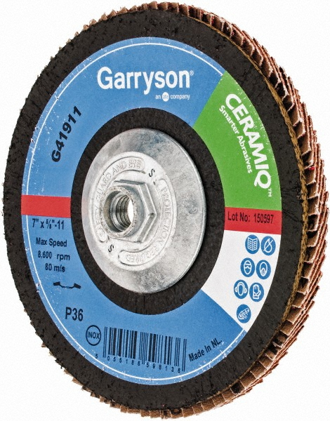 Garryson - Flap Disc: 7" Dia, 36 Grit, Ceramic Alumina, Type 29 | MSC ...