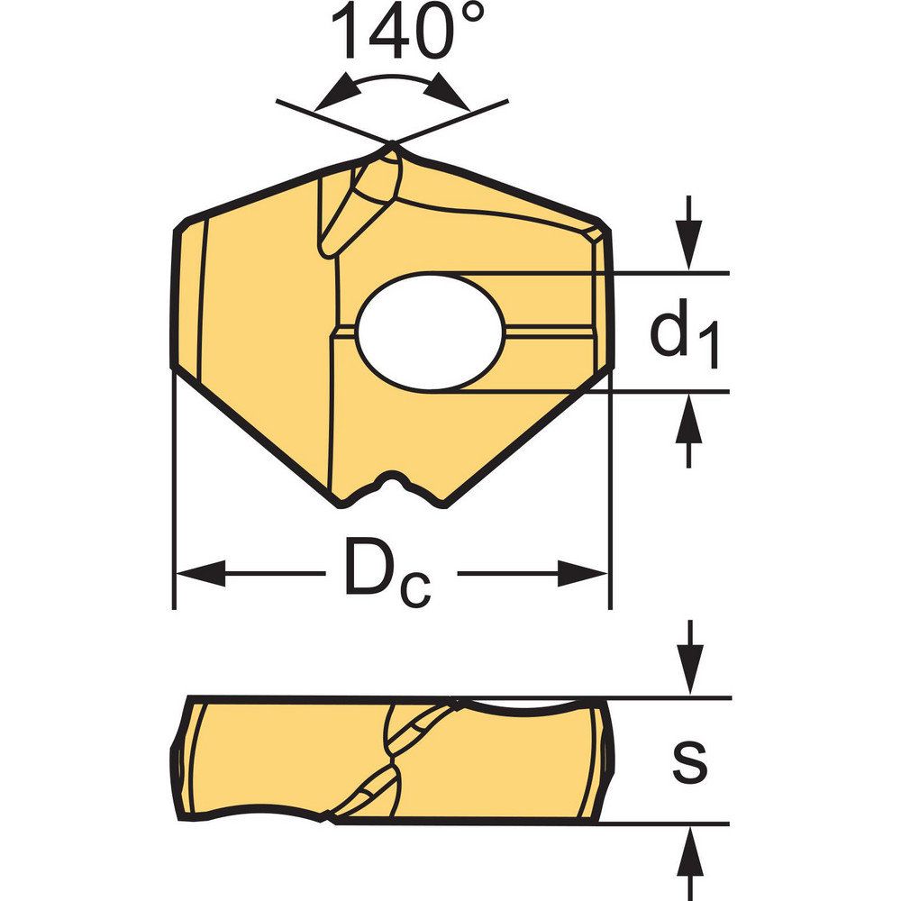 Walter - Replaceable Drill Tips: P6006-D12,70R WPP25, 0.5000" Dia, 12. ...