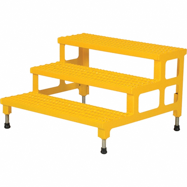 Vestil - Step Stand Stool: 22-1/4" OAH, 3 Steps, Steel, Yellow | MSC Direct