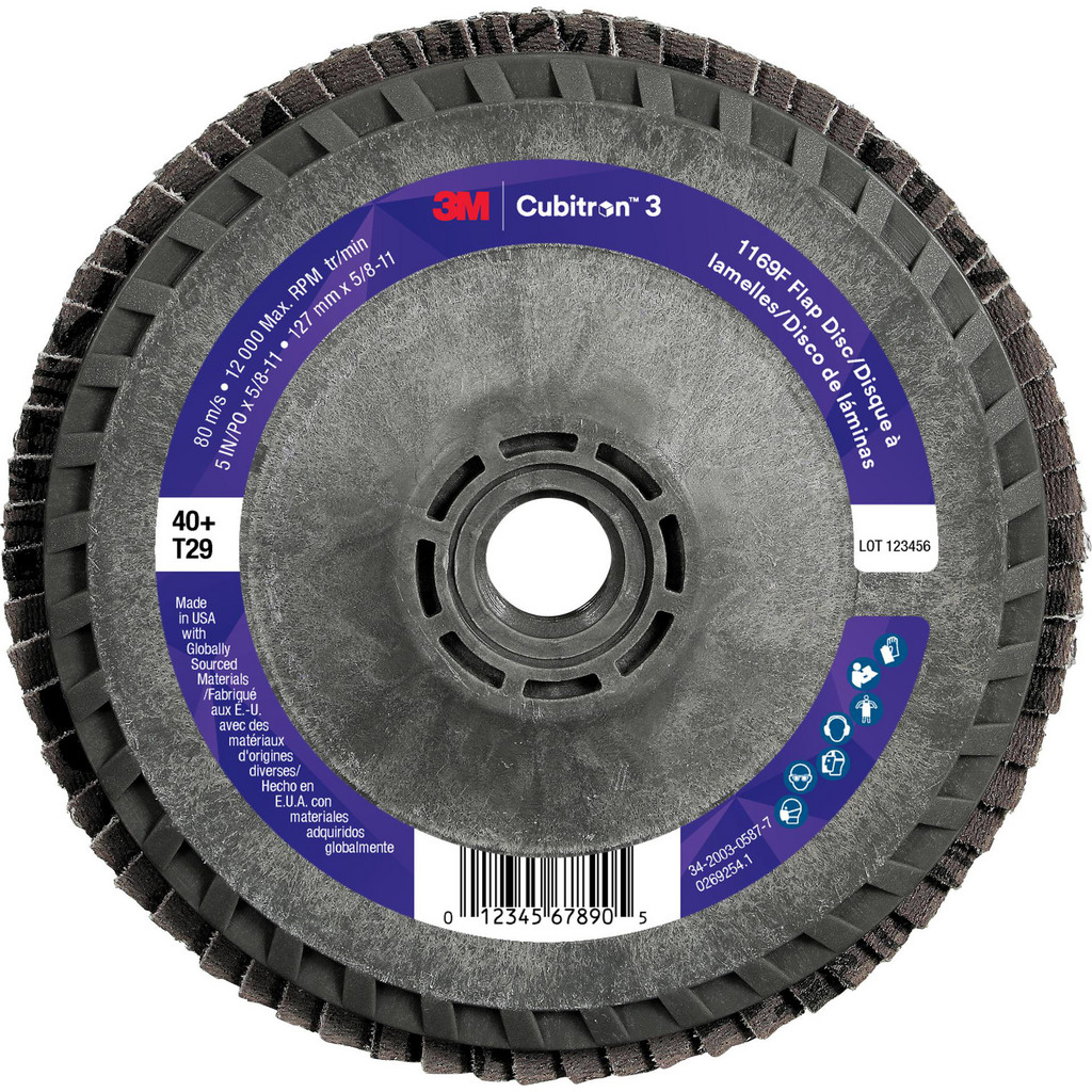 3M - Flap Disc: 5" Dia, 40 Grit, Precision Shaped Ceramic, Type 29 ...