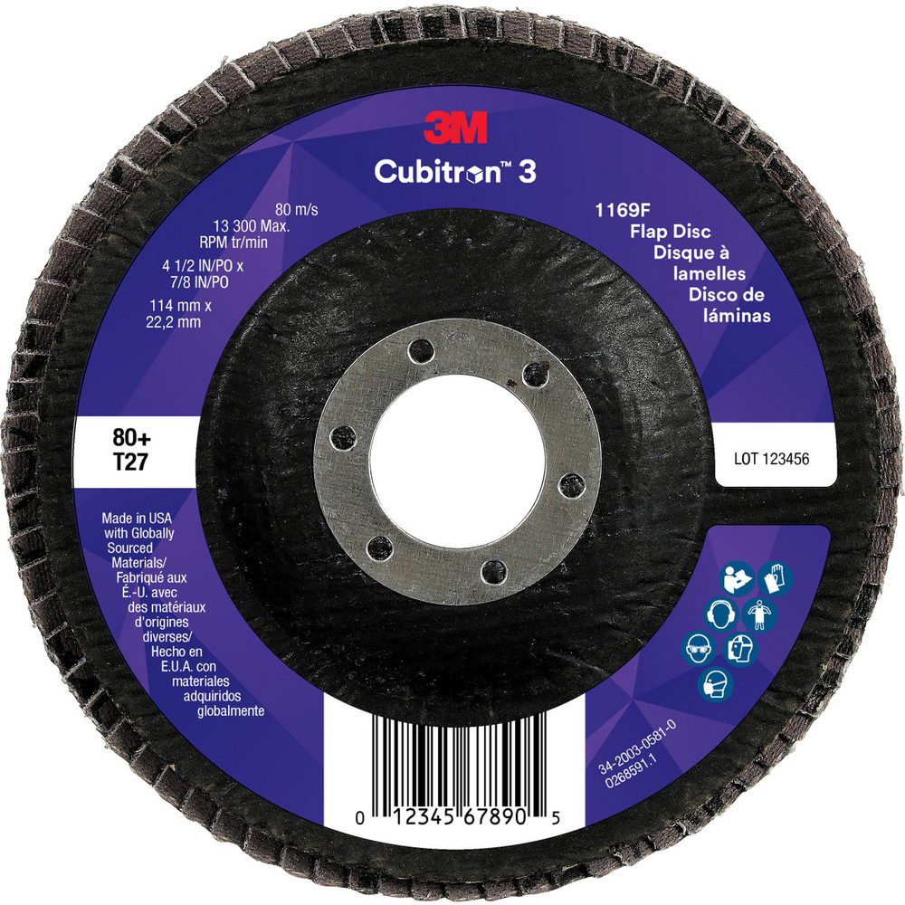 3M - Flap Disc: 4-1/2" Dia, 7/8" Hole, 80 Grit, Precision Shaped ...