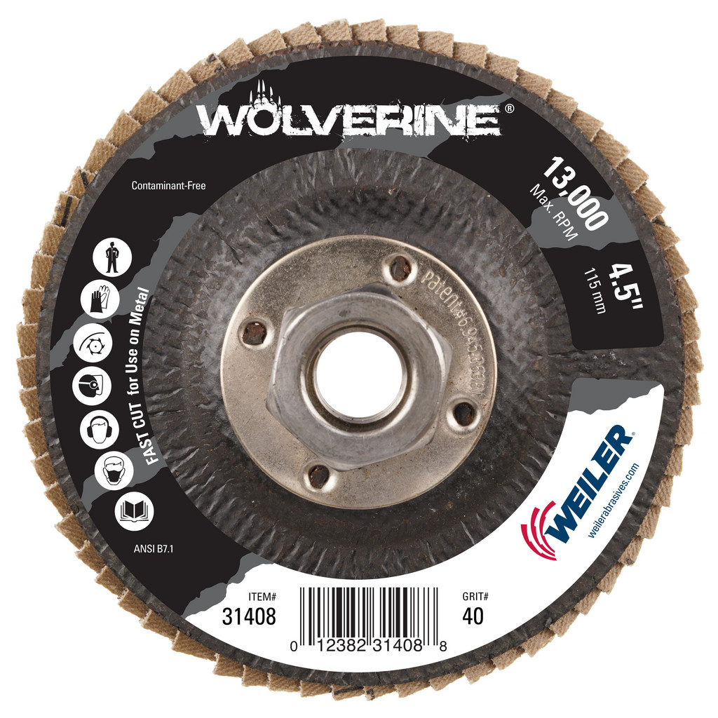 Weiler - Flap Disc: 4-1/2" Dia, 40 Grit, Zirconia Alumina, Type 27 ...