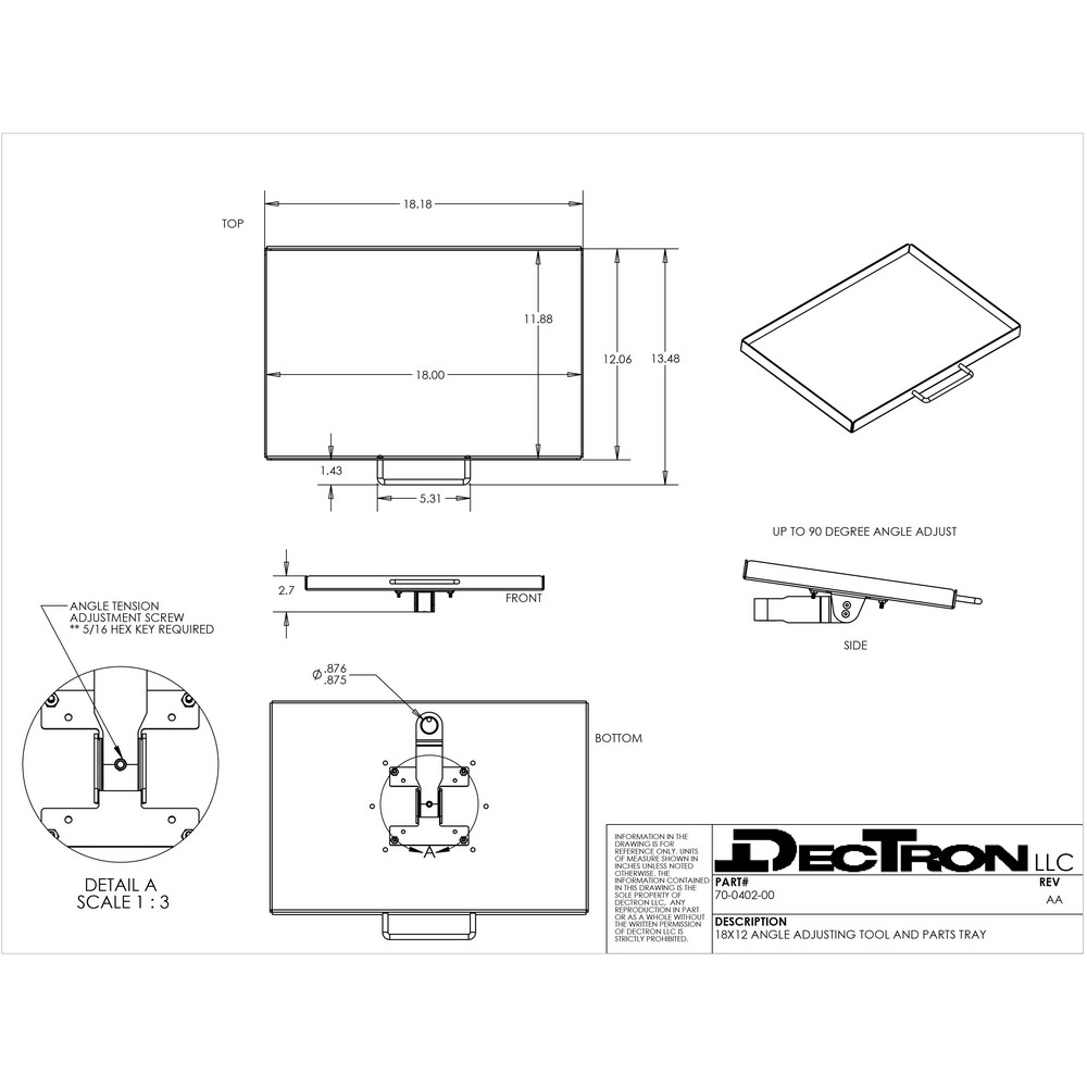 Dectron - Workbench & Workstation Accessories: Accessory Type: Tilting ...