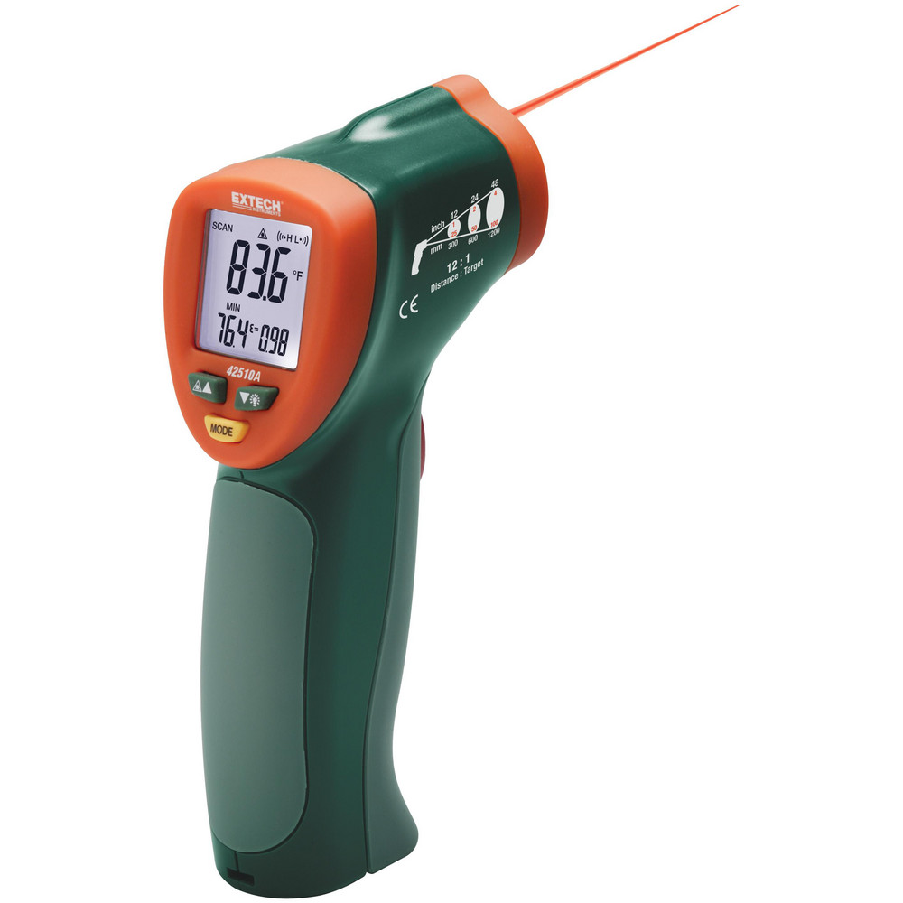 Extech - Infrared Thermometers: Display Type: LCD; Accuracy: ±1%; Compatible Surface Type: Dull ...