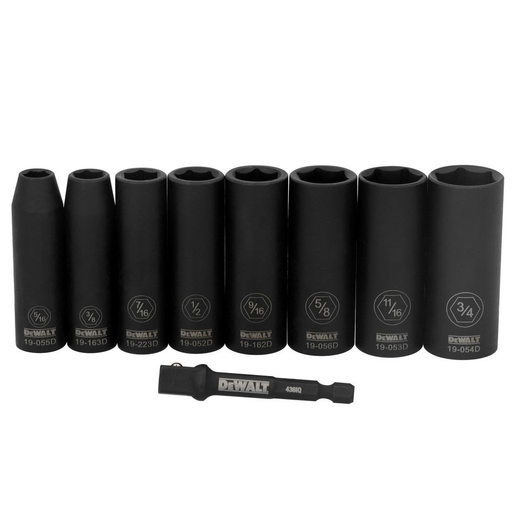 DeWALT - Socket Set: Standard, 9 Pc, 3/8 in" Drive | MSC Direct