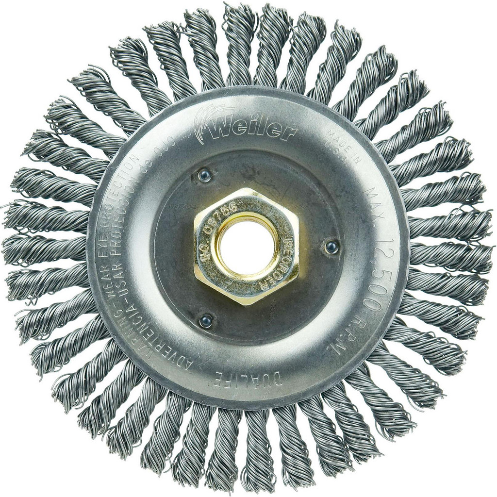 Weiler - Wheel Brush: 5" Wheel Dia, 3/16" Face Width, 0.0200" Wire Dia ...
