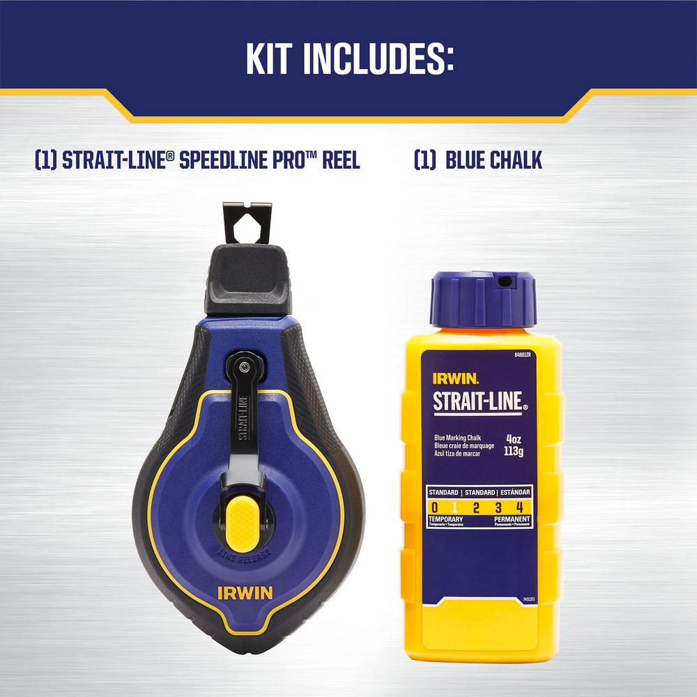 Irwin - Chalk Line Reels: Compact, 100 ft, 1.8, Blue | MSC Direct