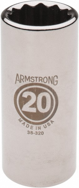 Armstrong - Deep Hand Socket: 3/8" Drive, 20.00 mm Socket, 12-Point ...