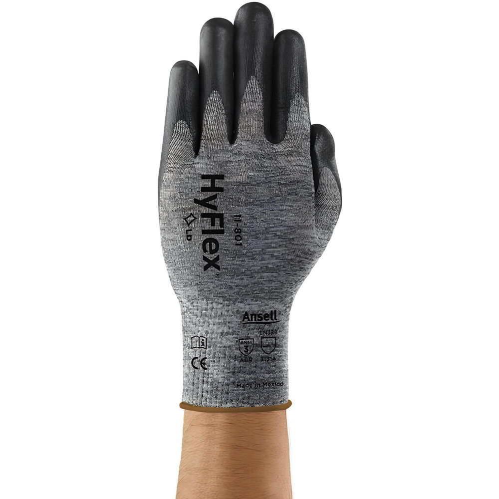 Ansell - Work Gloves: HyFlex® Foam 11-801, Size Large, Foam Nitrile-Coated Nylon, Industrial ...