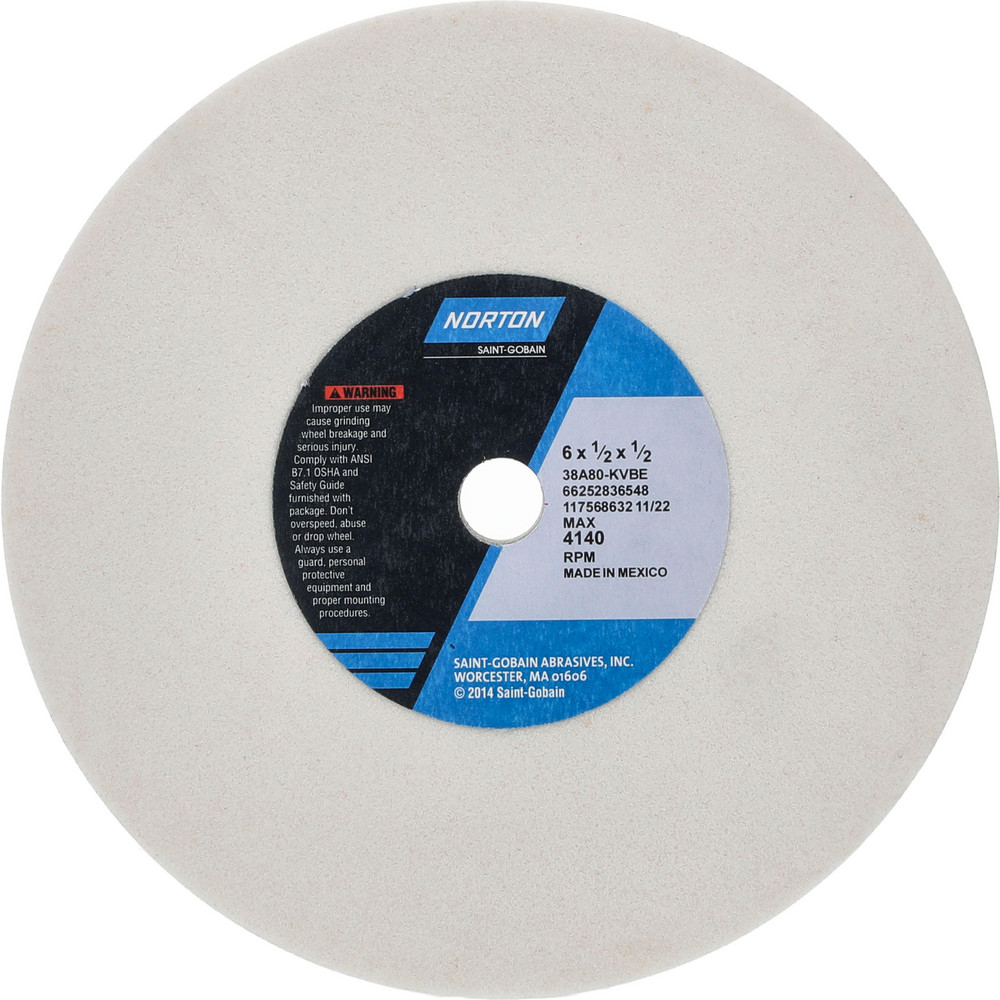 Norton - Surface Grinding Wheel: 6" Dia, 1/2" Thick, 1/2" Arbor, 80 ...