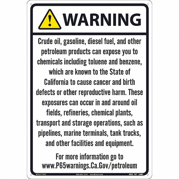 AccuformNMC - Sign: Rectangle, WARNING, WARNING CRUDE OIL, GASOLINE ...