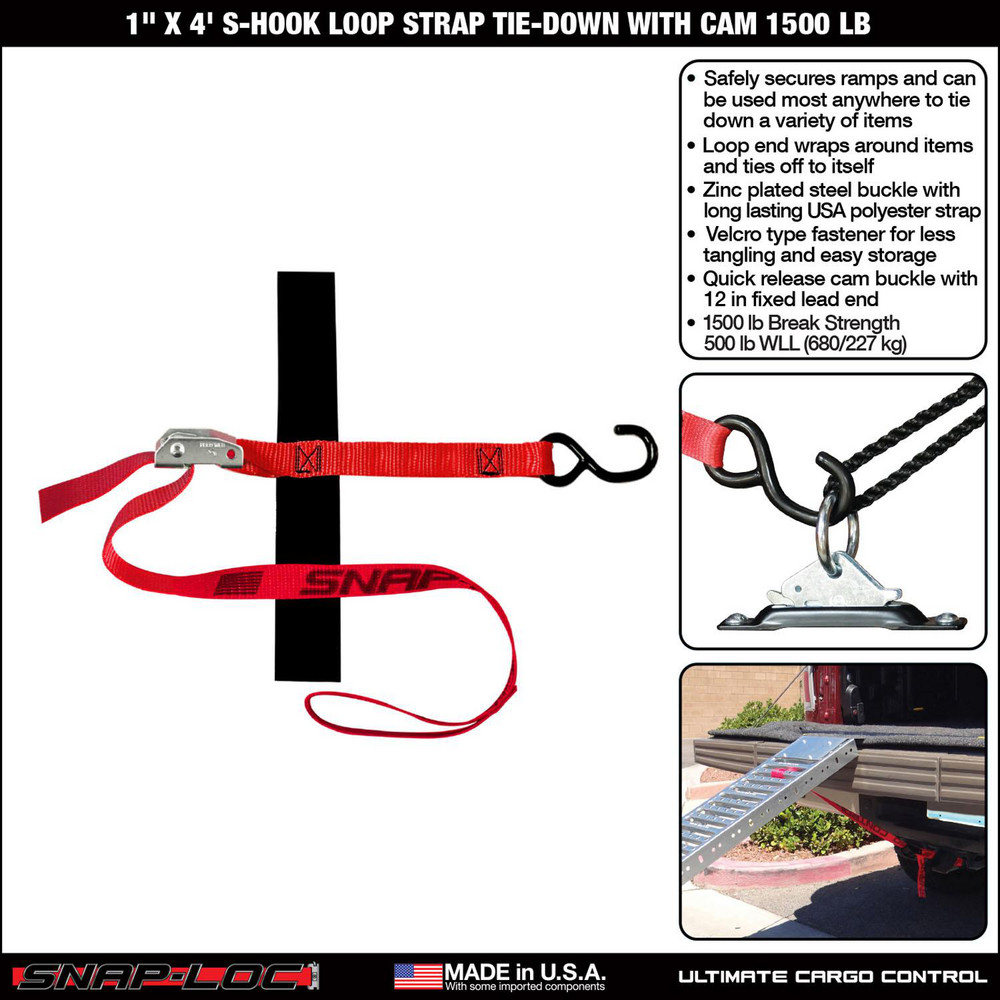 Snap-Loc - Cam Strap: 4' Long, 1" Wide, 1500.00 lb Capacity | MSC Direct