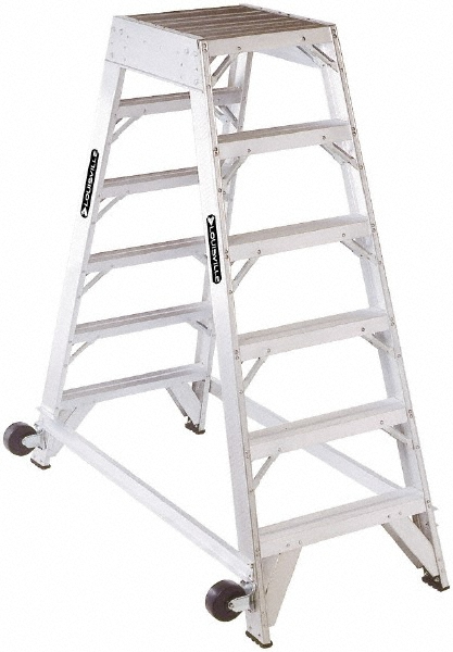 Louisville - 72" High 300 Lb Capacity 5 Step Rolling Warehouse Ladder ...