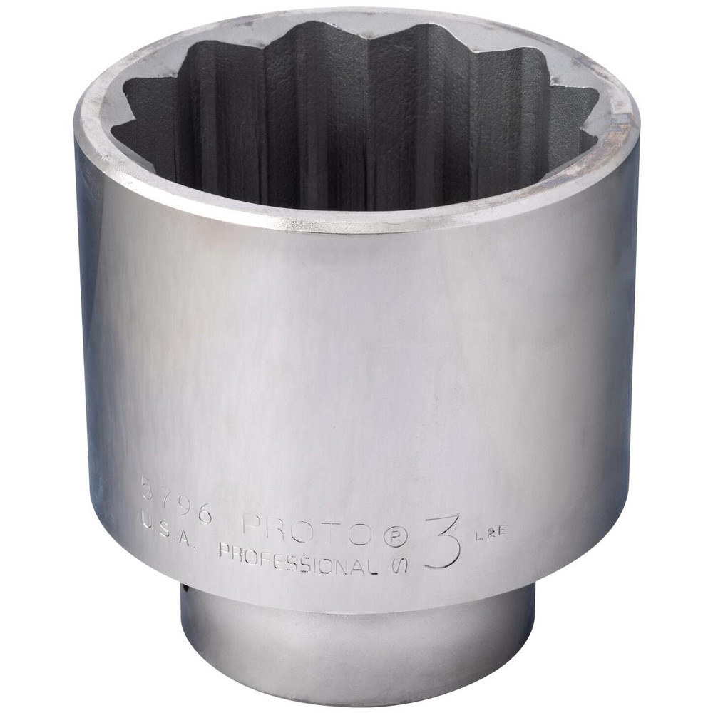 Hand Socket: 3" Socket, 12-Point - Chrome-Plated