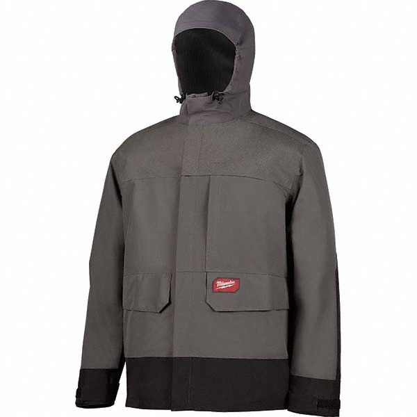 Milwaukee Tool - Rain Jacket: Size X-Large, Gray, Polyester ...