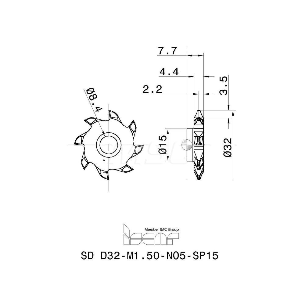 Iscar - Profile Milling Tip Insert: SD D32-M1.50-NO5-SP15, Carbide | MSC Direct