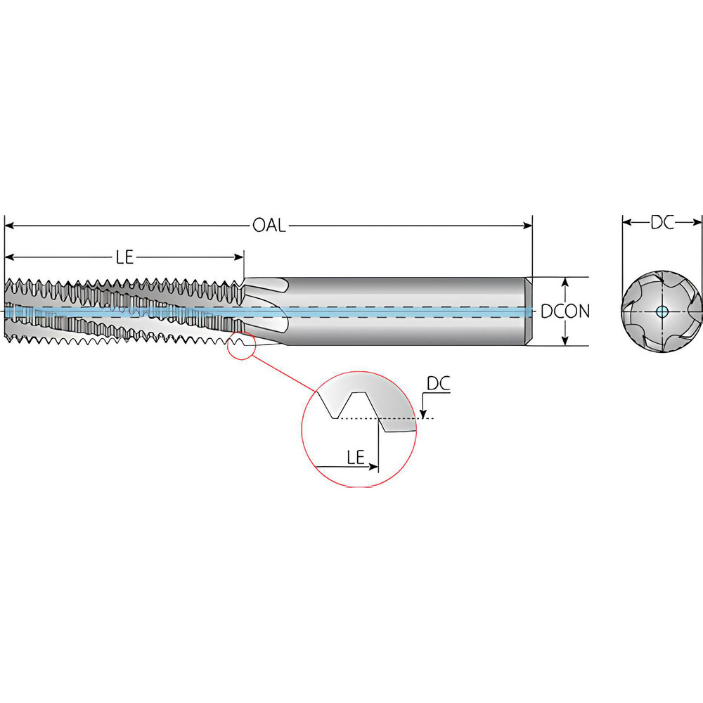 Vargus - Helical Flute Thread Mill: 5/8-11, Internal, 5 Flute, 0.6250 ...