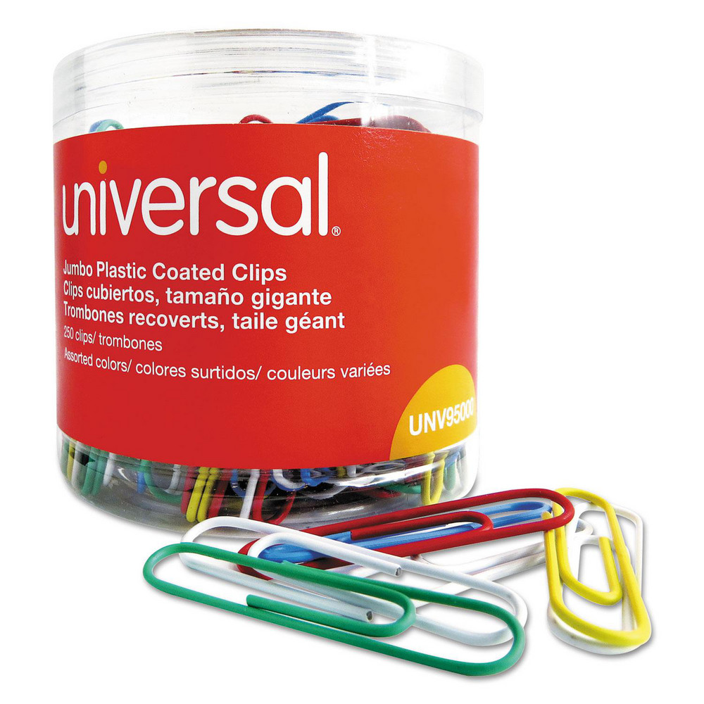 UNIVERSAL - JUMBO ASST CLR 250/PK PLASTIC CTD PAPER CLIP | MSC Direct