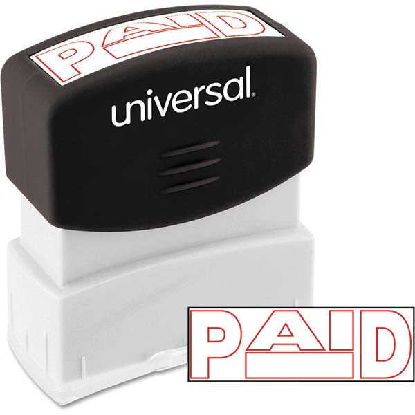UNIVERSAL - Pre-inked Stock Stamps: PAID, Plastic, Rectangle, Red | MSC ...