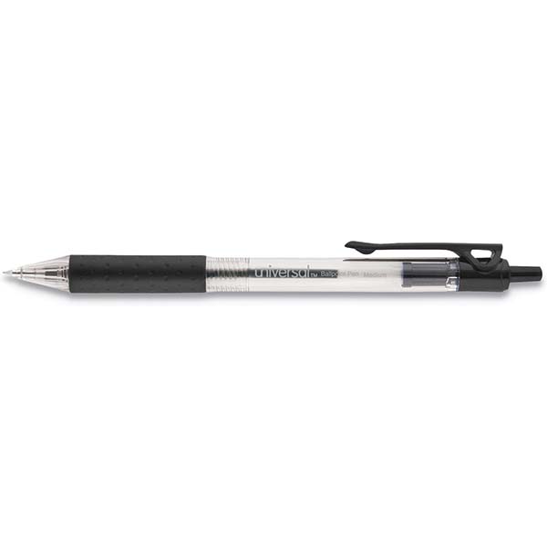 UNIVERSAL - Comfort Grip Retractable Pen: 1 mm Tip, Black Ink | MSC Direct