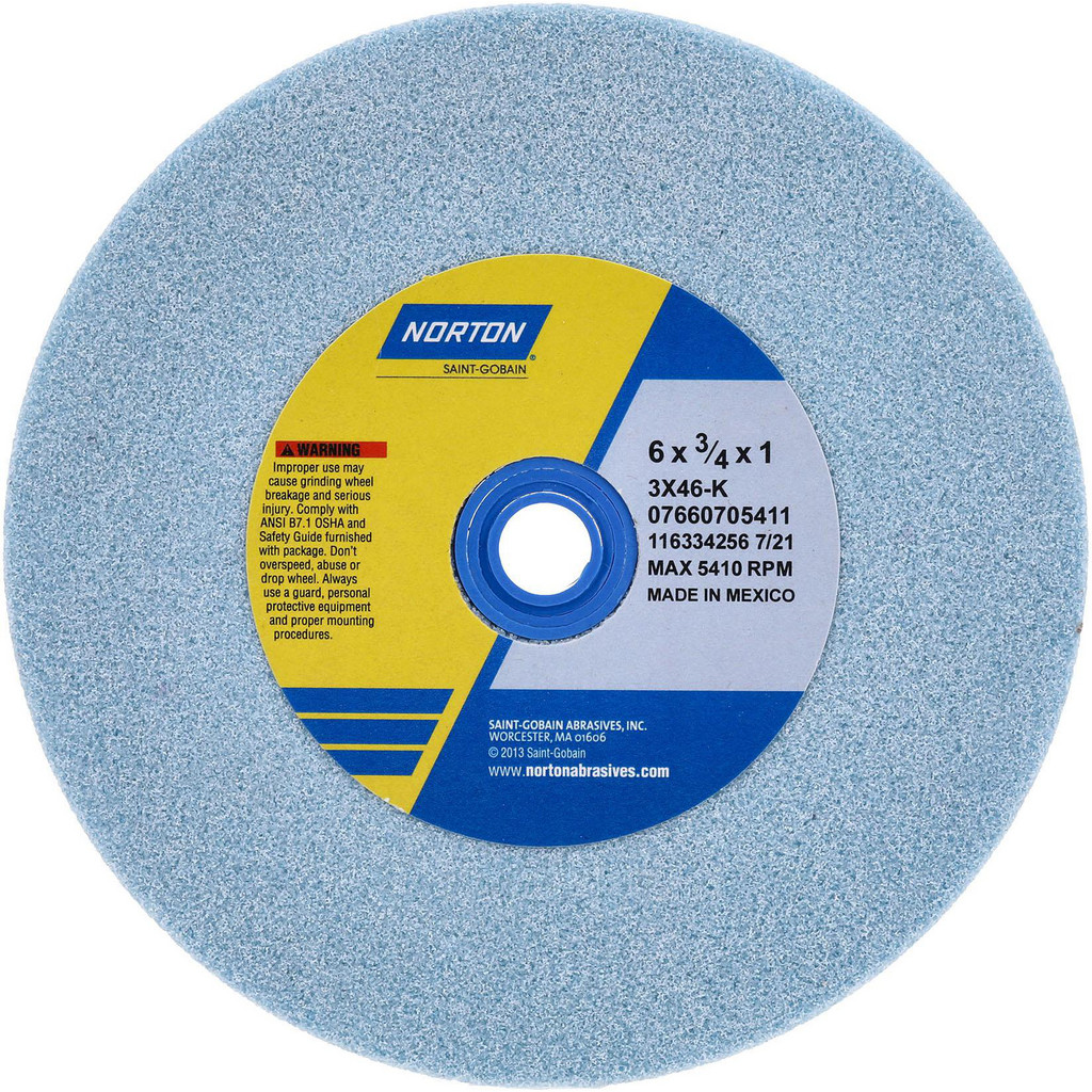 Norton - Bench & Pedestal Grinding Wheel: 6" Dia, 3/4" Thick, 1" Hole ...