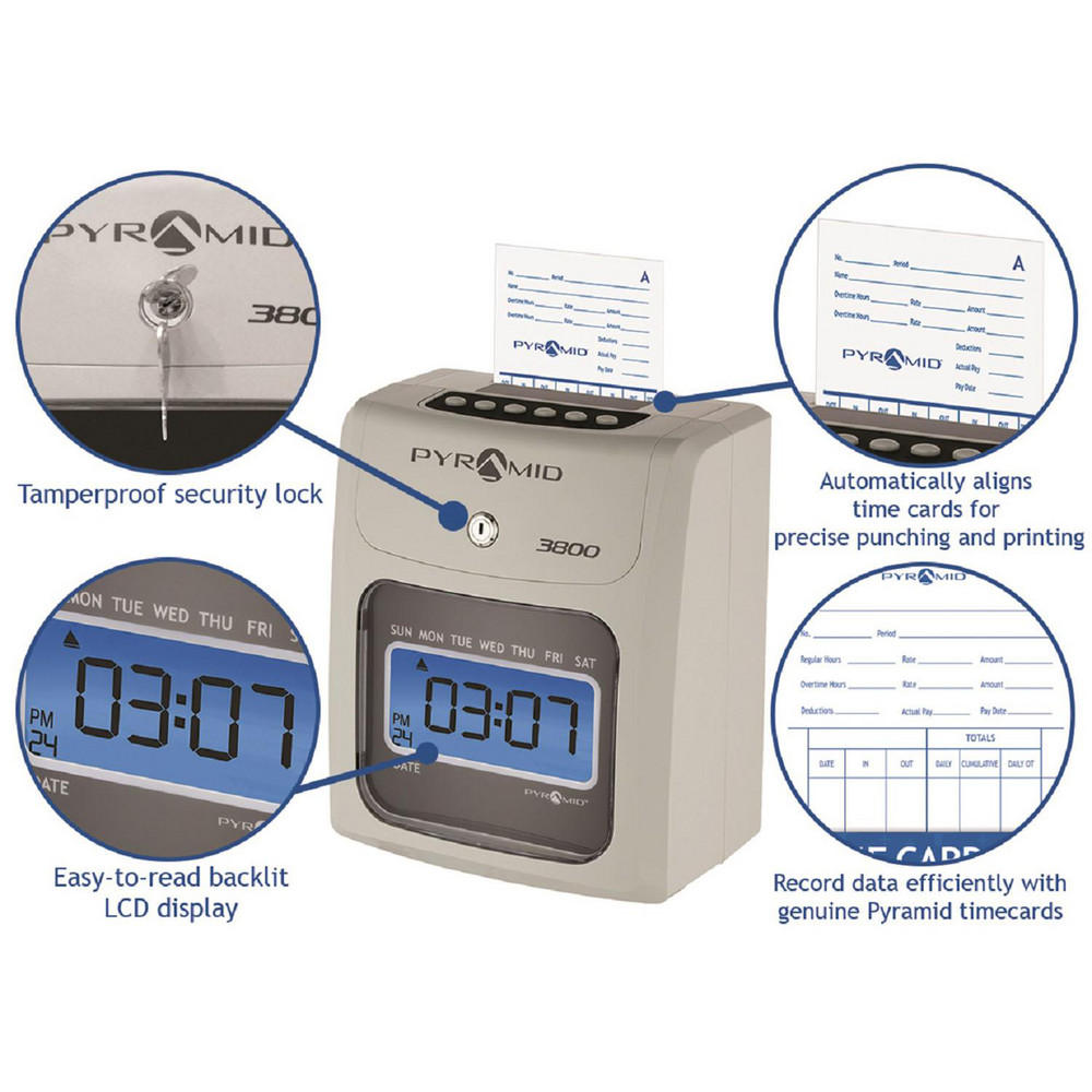 Pyramid - Time Clock: Auto Totaling, Model 3800 Small Business Bundle ...
