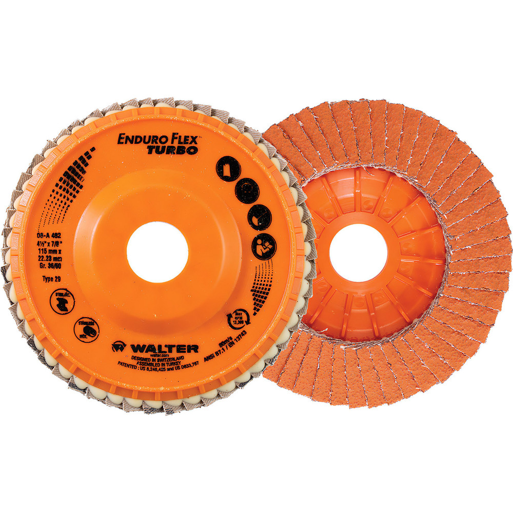 WALTER Surface Technologies - Flap Disc: 4-1/2" Dia, 7/8" Hole, 36 & 60 ...