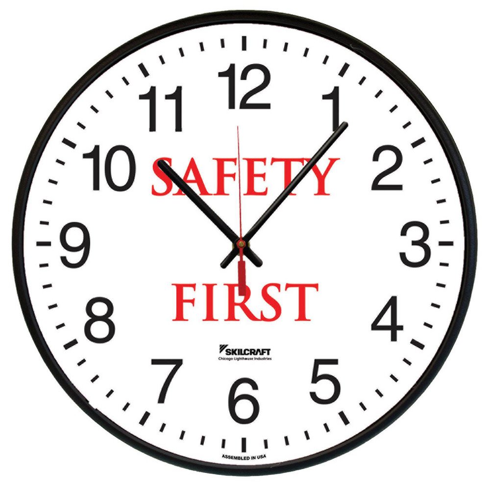 AbilityOne - 12.75DIA SAFETY FIRST QUARTZ WALL CLOCK | MSC Direct