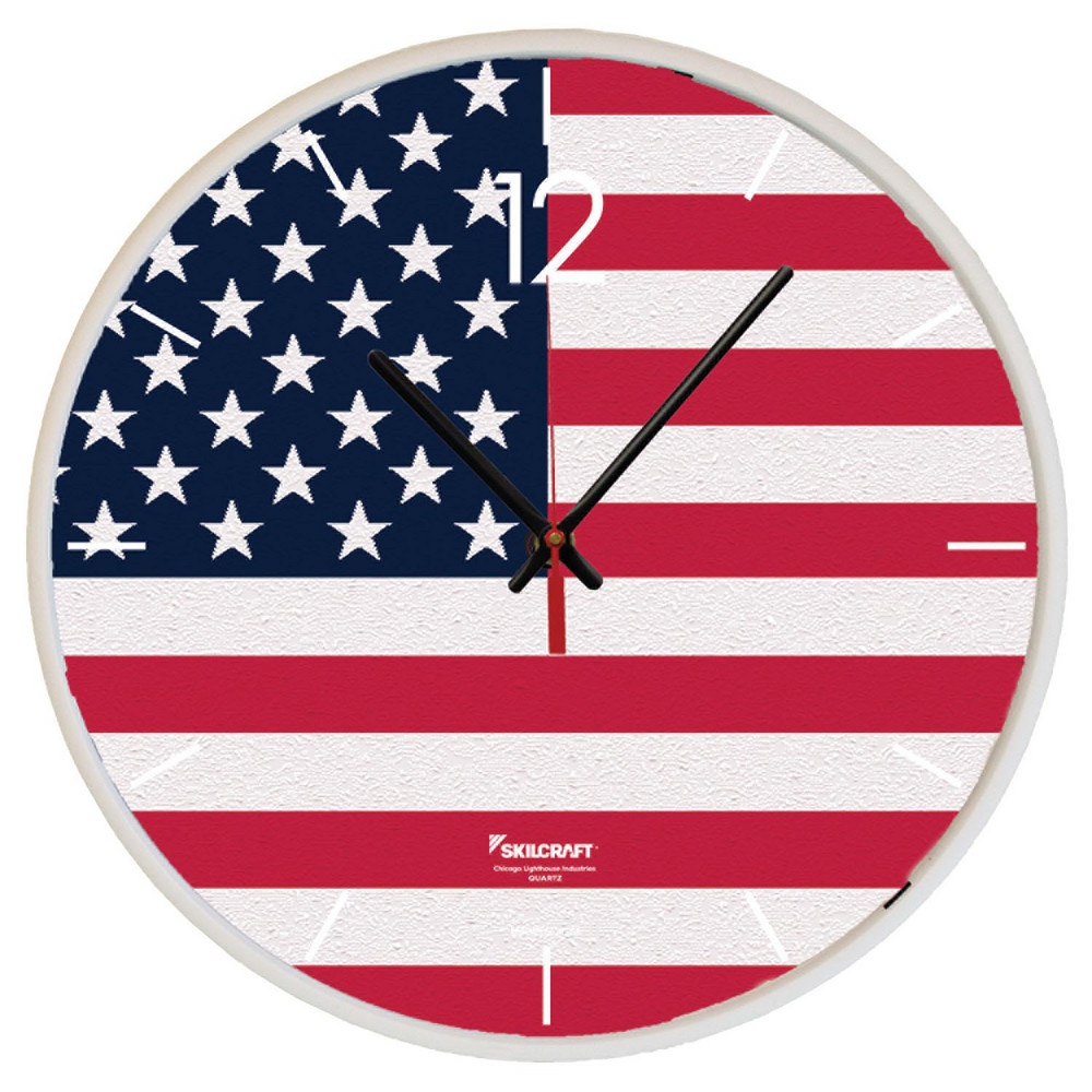 AbilityOne - 12.75DIA AMERICAN FLAG QUARTZ WALL CLOCK | MSC Direct