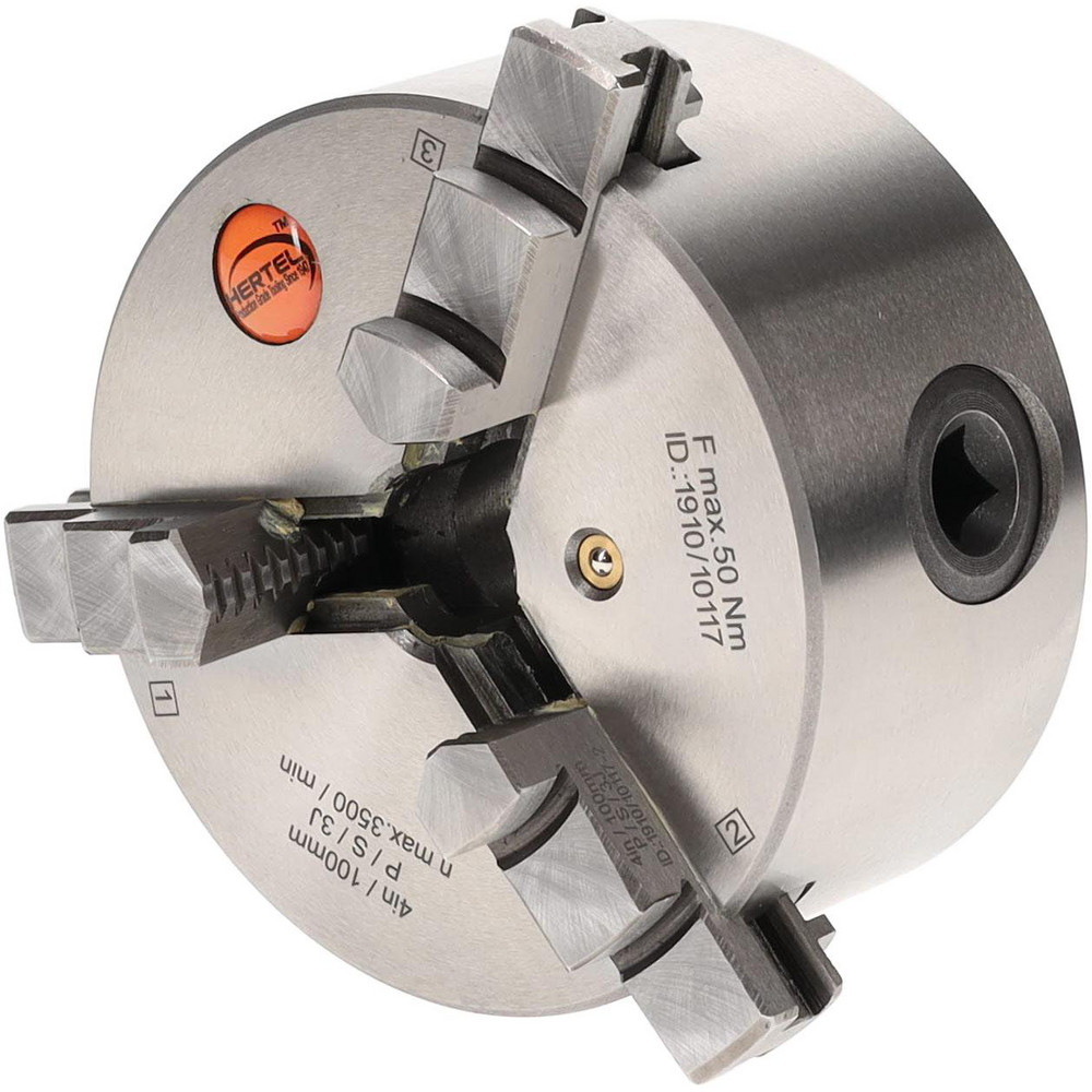 Hertel - Manual Lathe Chuck: 4", 3 Jaws, Self-Centering | MSC Direct