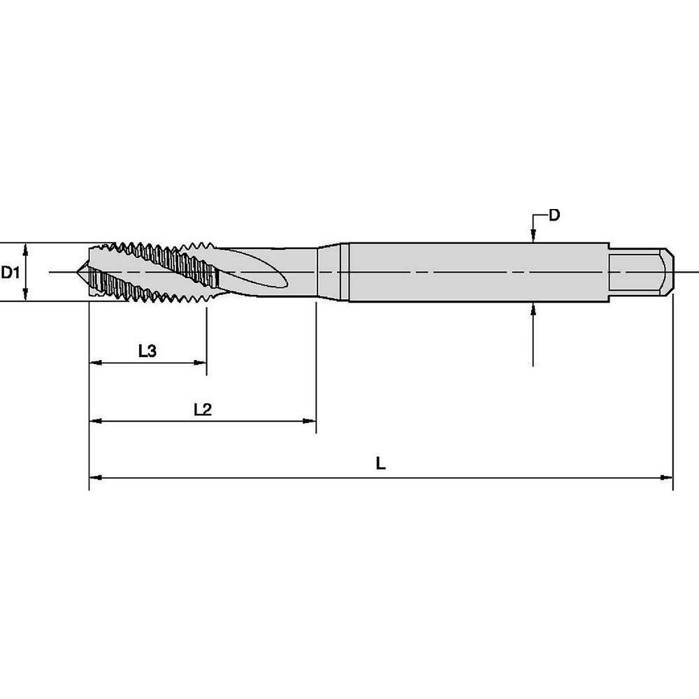 Widia - Spiral Flute Tap: M16x2, Metric, 3 Flute, Modified Bottoming ...