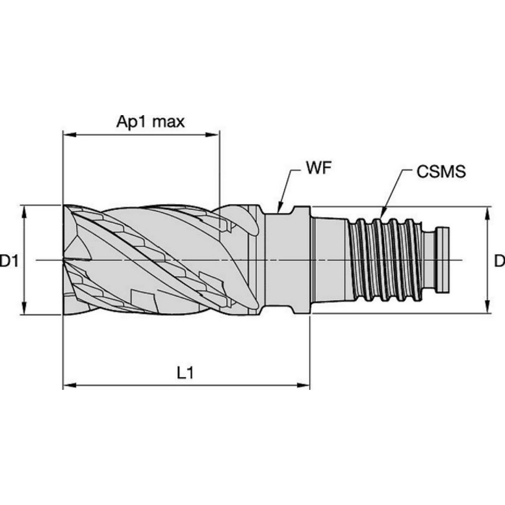 Kennametal - Square End Mill Heads; Mill Dia (Inch): 3/4; Mill Dia ...
