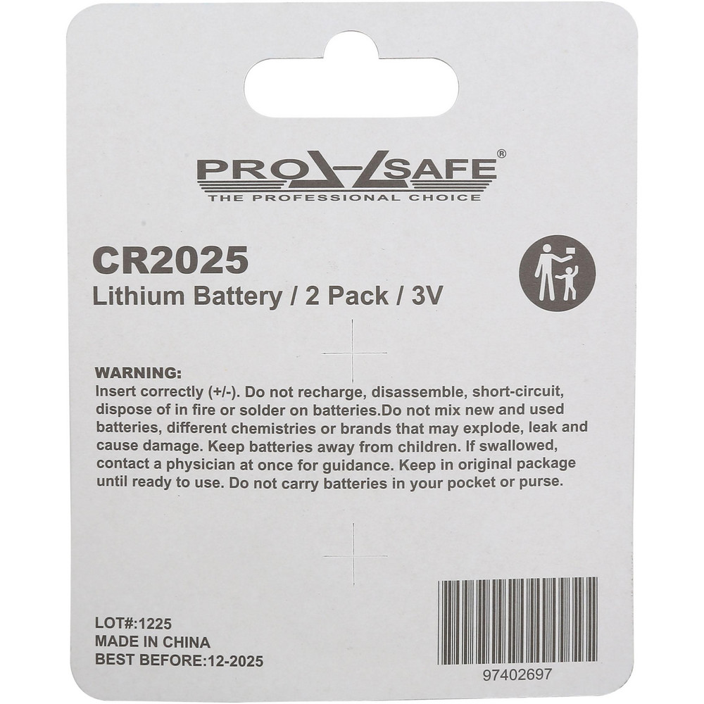 PRO-SAFE - Coin & Button Cell Battery: Size CR2025, Lithium | MSC Direct