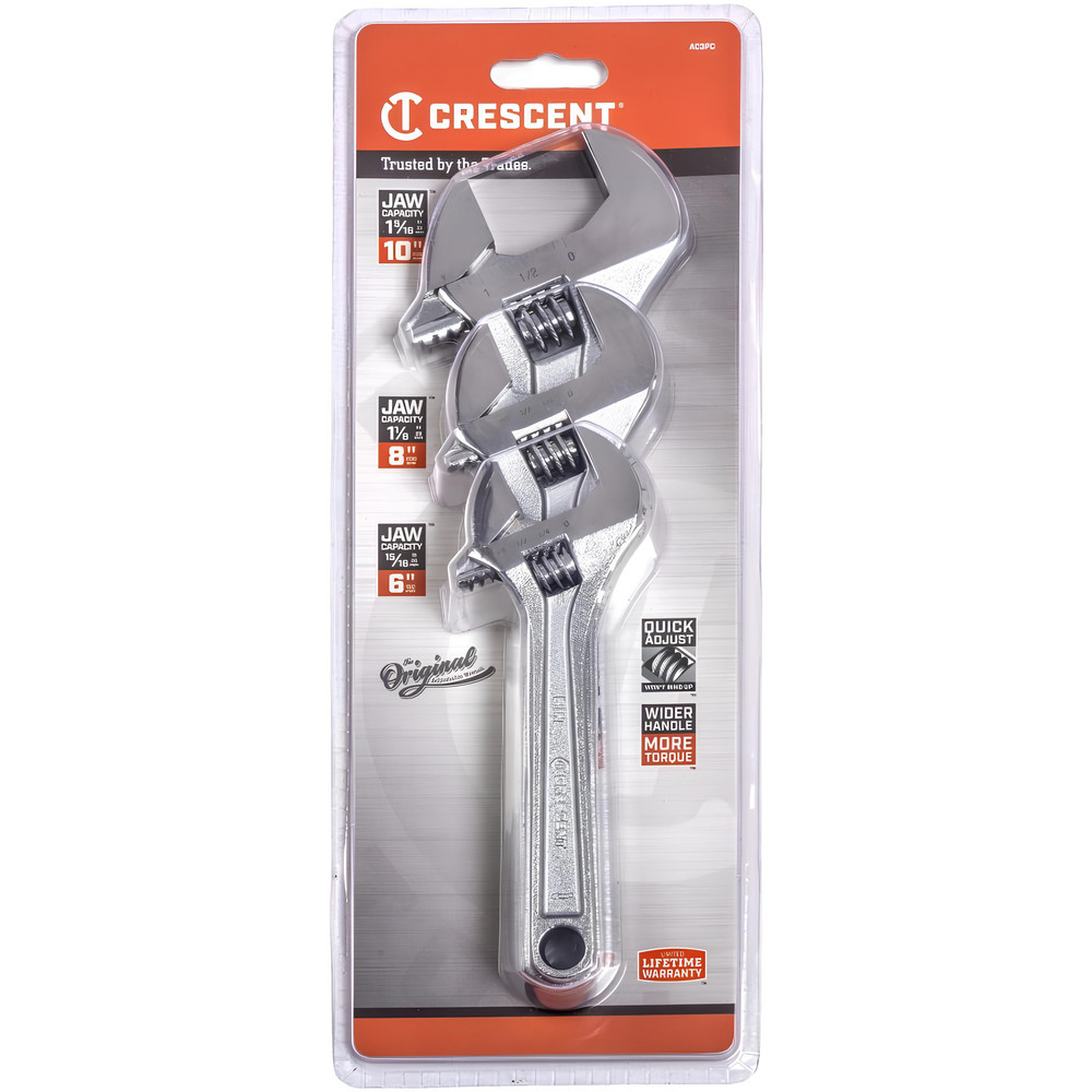 Crescent - Adjustable Wrench Set: 3 Pc, 6" - 10" Wrench, Inch | MSC Direct