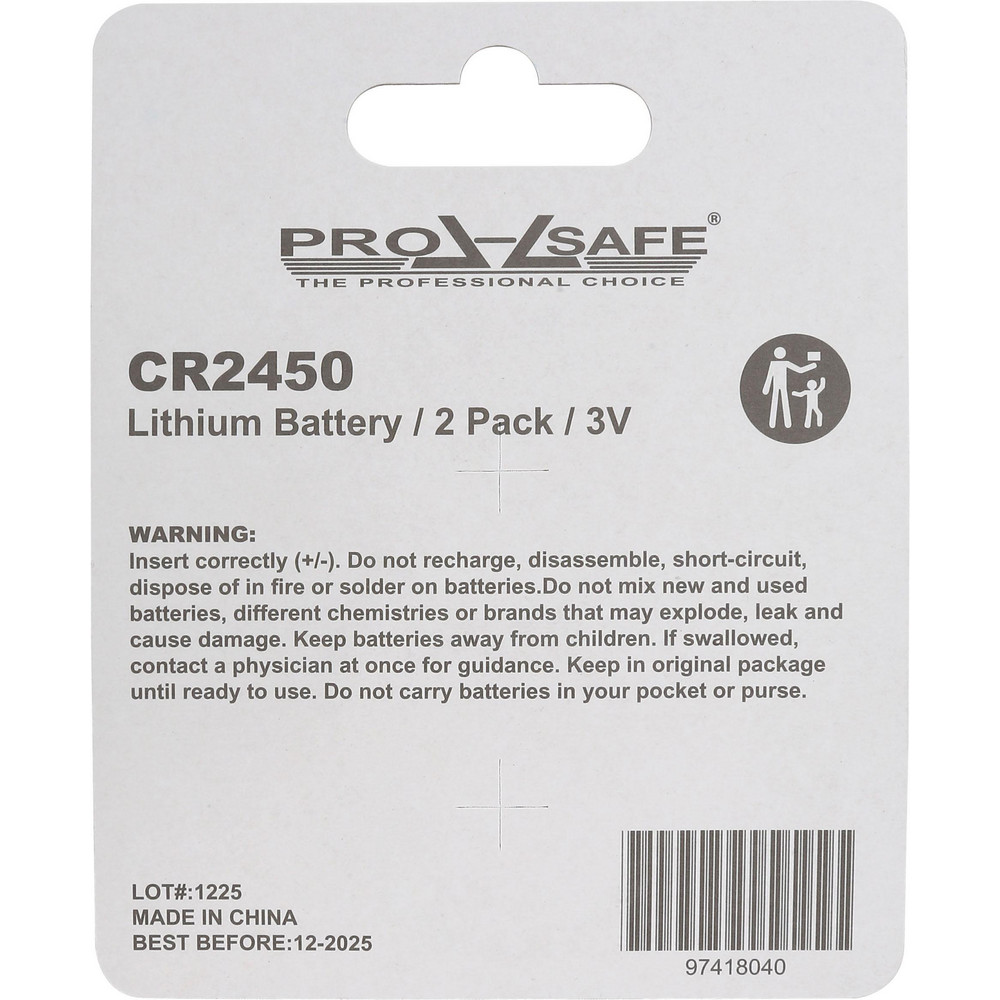 PRO-SAFE - Coin & Button Cell Battery: Size CR2450, Lithium | MSC Direct